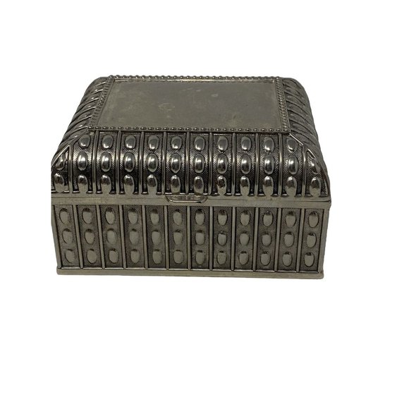 Storage & Organization | Silver Tone Embossed Metal Treasure Chest ...